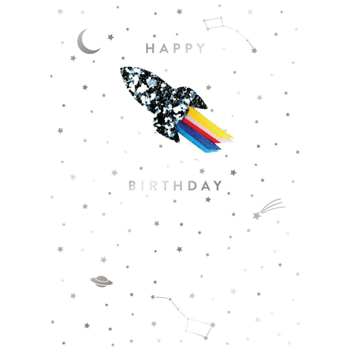 Happy Birthday Rocket Ship Embellished Birthday Greeting Card Autograph ...