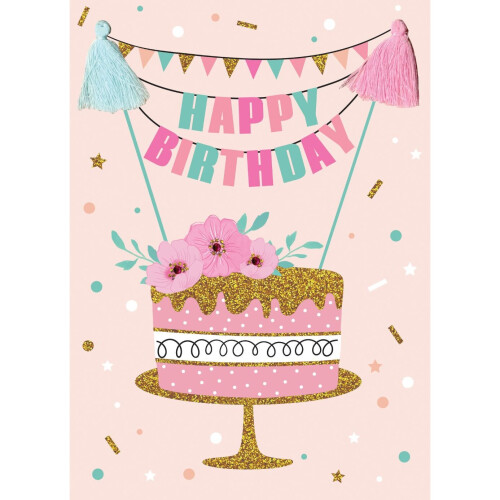 Happy Birthday Cake Embellished Birthday Greeting Card Autograph Cards ...