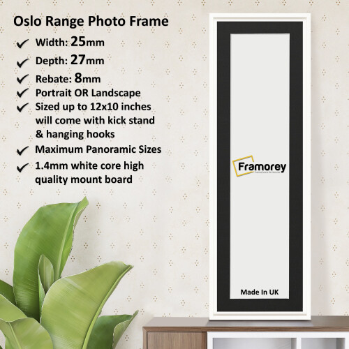 (White With Black Mount, 12x8" Pic (16x12" Frame)) Panoramic Size White ...