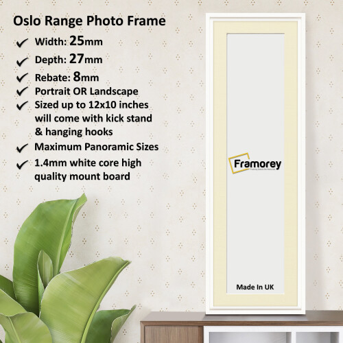 (White With Ivory Mount, 20x8" Pic (24x12" Frame)) Panoramic Size White ...