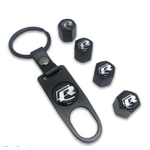 VW Volkwagen Rline R Line Set of 4 Black Car Tyre Air Dust Valve Stem ...