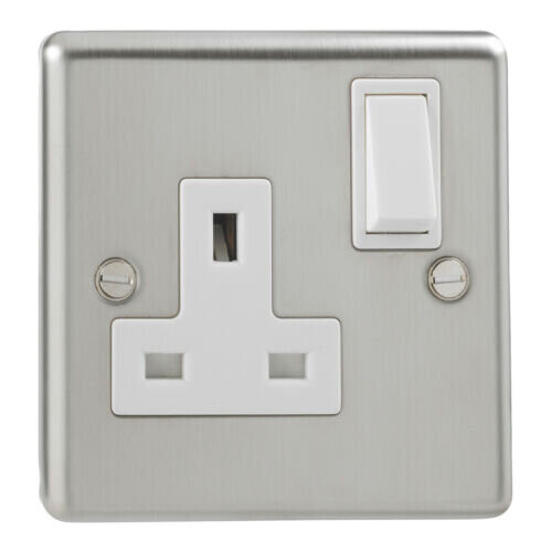 6xBritish General Stainless Steel Single Switched 1 Gang Socket 13 Amp ...