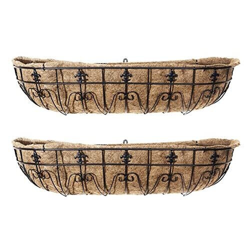 RUDDINGS WOOD Set of 2 x 36" (90cm) Fleur de lys Wall Trough Planters ...