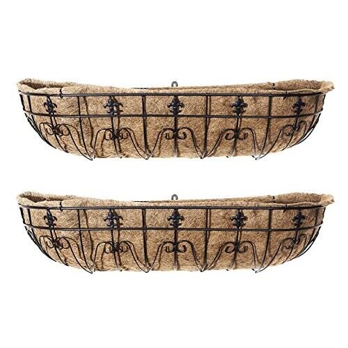 RUDDINGS WOOD Set of 2 x 36" (90cm) Fleur de lys Wall Trough Planters ...