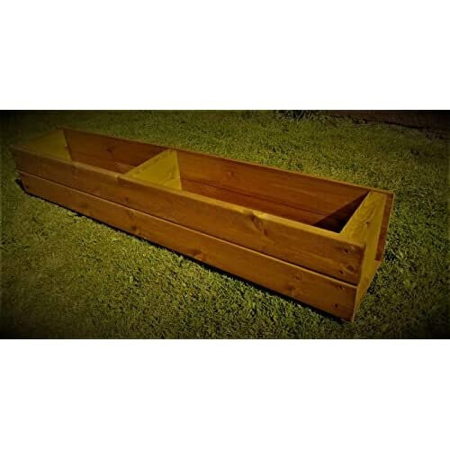 Set of 2 x 120cm Wooden Trough Planters - Large Wood Plant Trough ...