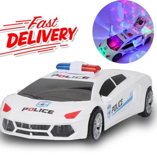 360° Rotatable Electric Police Car Model Toy with Light Music Kid Gift ...