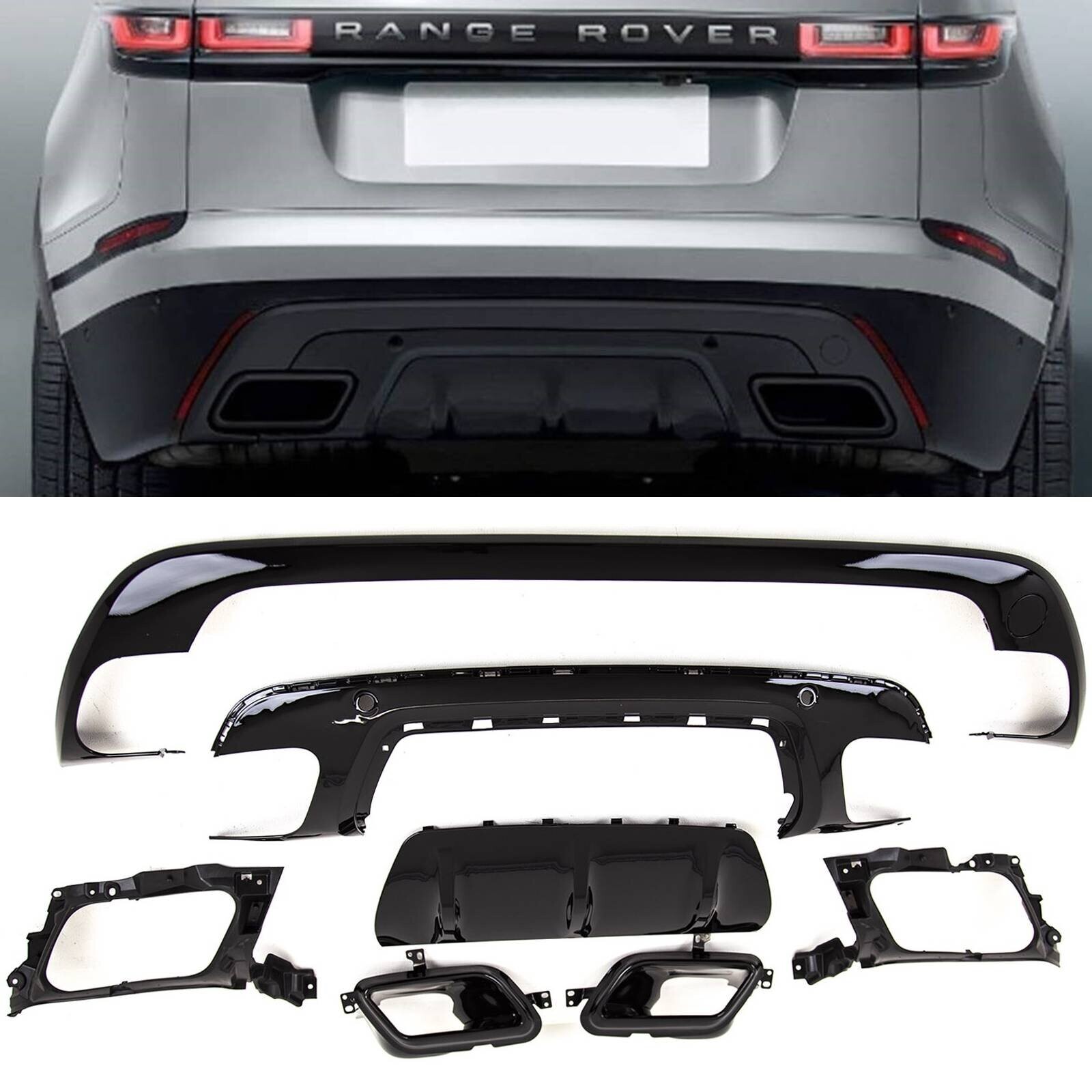 Range Rover Velar L560 Rear Bumper Diffuser Spoiler Lip Bodykit R ...