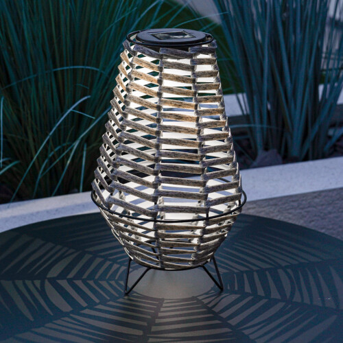 31cm Solar Power Rattan Style Standing LED Lantern Table Light ...