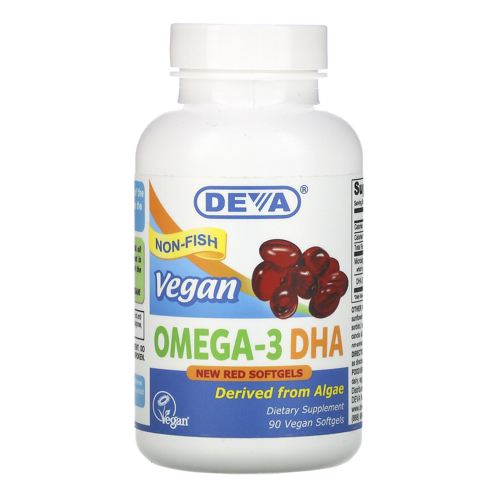 Deva Vegan Omega-3 DHA Supplment - une fois par jour Softgel 200 mg - Carrage sans glatine - non ...