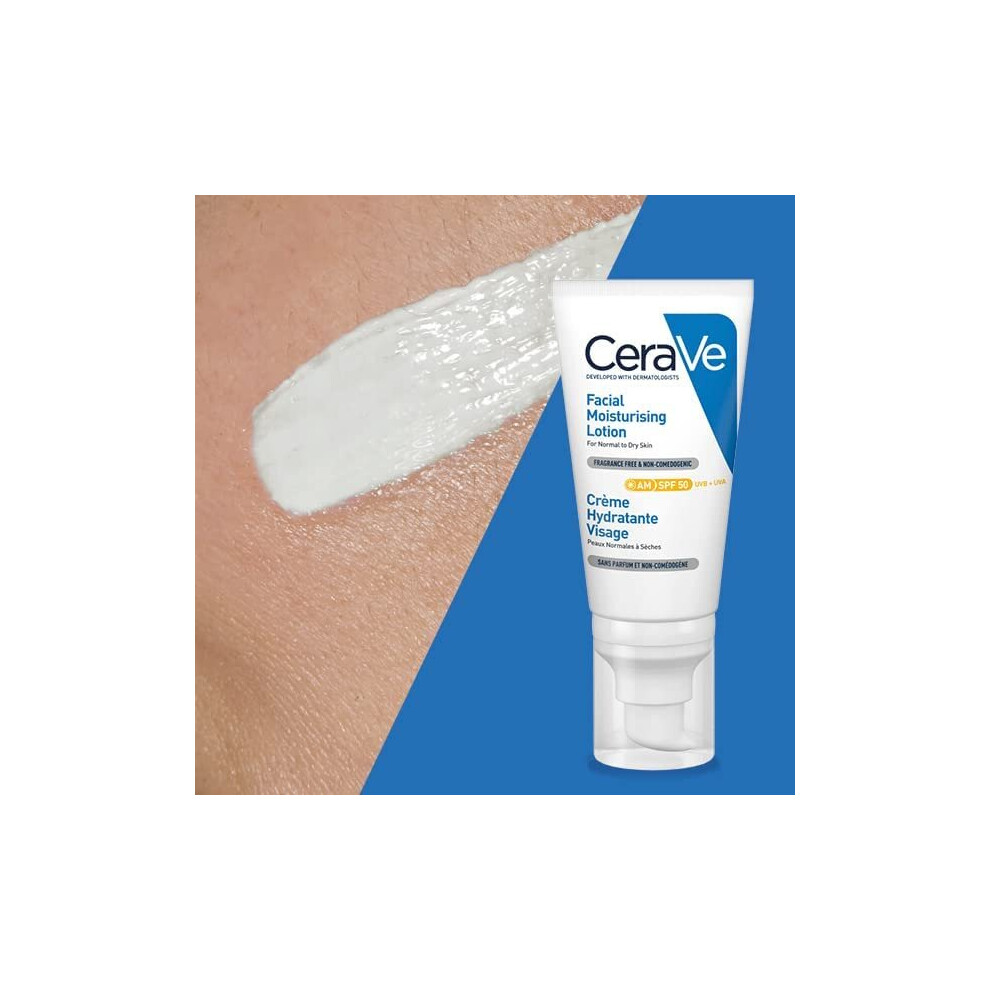 CeraVe AM Facial Moisturising Lotion SPF50 with Ceramides & Vitamin E ...
