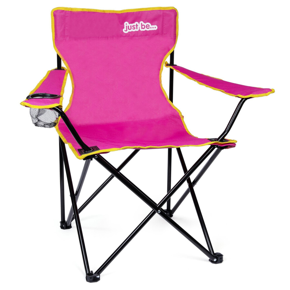 Folding Camping Chair for Adults and Kids Dark Pink with Yellow trim Lightweight Foldable Chair Suitable for Outdoors From just be on OnBuy
