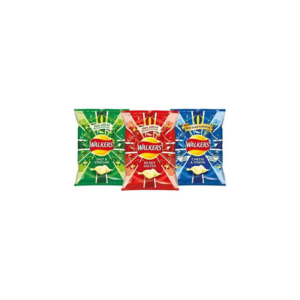 Walkers Crisps Multipack Mixed Flavour Variety Box (Ready Salted, Salt ...