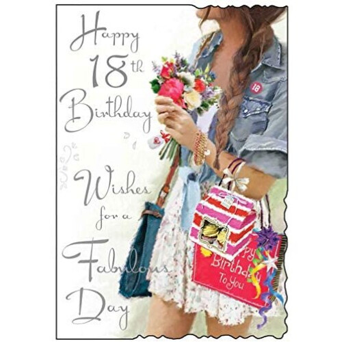 Jonny Javelin Female 'Happy 18th Birthday' Card - Pretty Design with ...