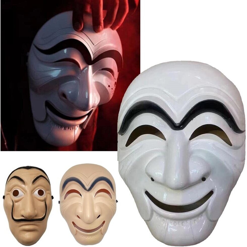 3PCS 2022 Money Heist Mask Halloween Cosplay Costumes Figure Salvador ...