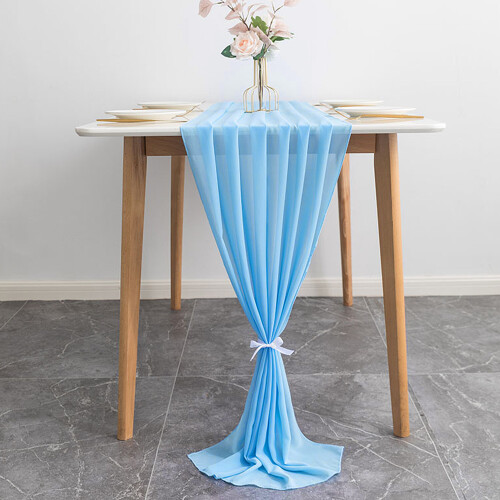 (Baby Blue) Time to Sparkle 10ft 70x300cm Chiffon Table Runner for ...