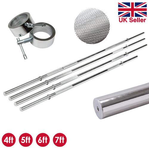 Standard Barbell 1 inch Straight Weight Lifting Bar 2 Collars 4ft 5ft ...