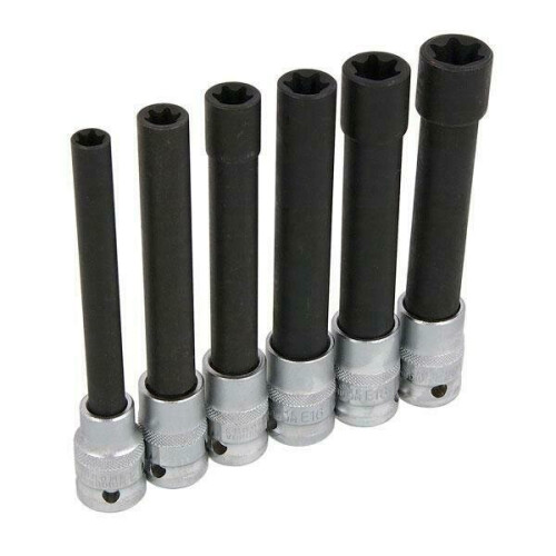 6pc T-star / E-type Sockets Female Extra Long, E10-20 For Cylinder Head ...
