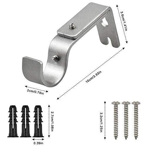 6 Pack Curtain Pole Bracket, Adjustable Metal Curtain Wall Holder ...