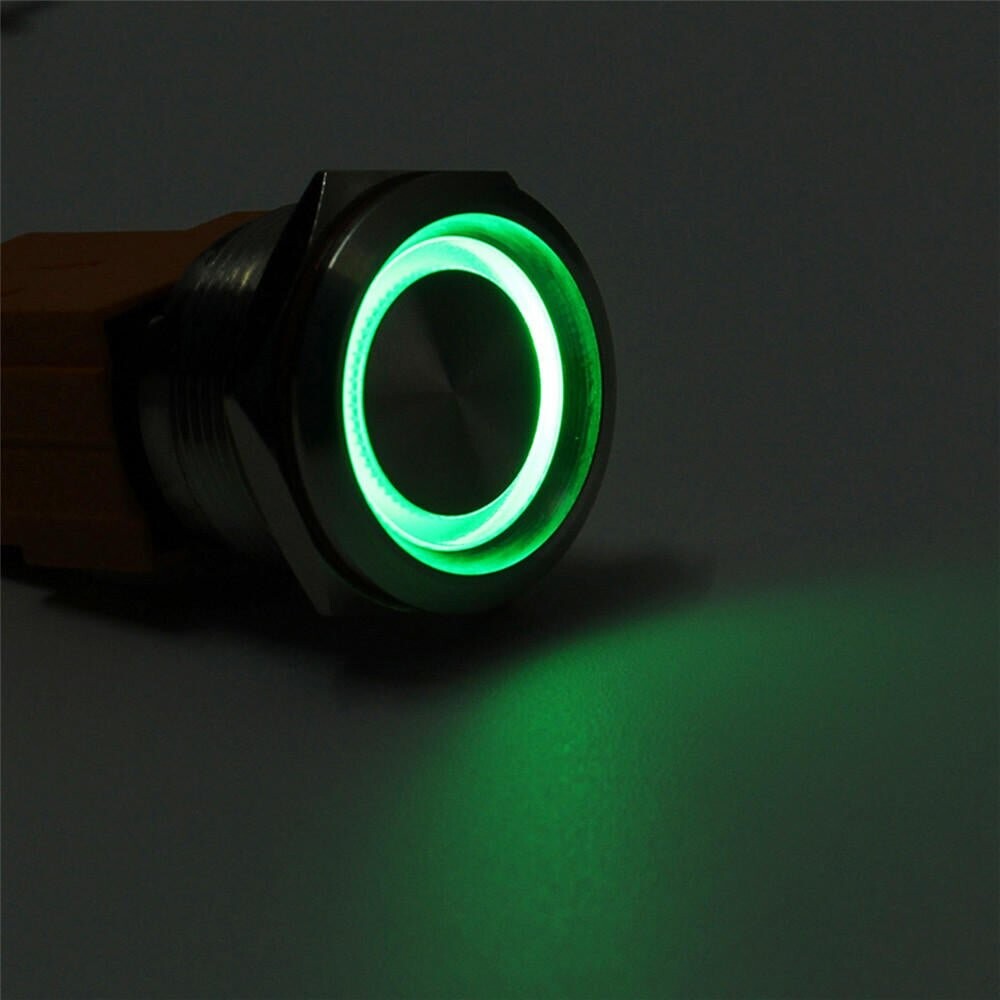 (Blue) 22mm 12V 24V 15A 3000W Metal Latching Switch Angel Halo LED ...