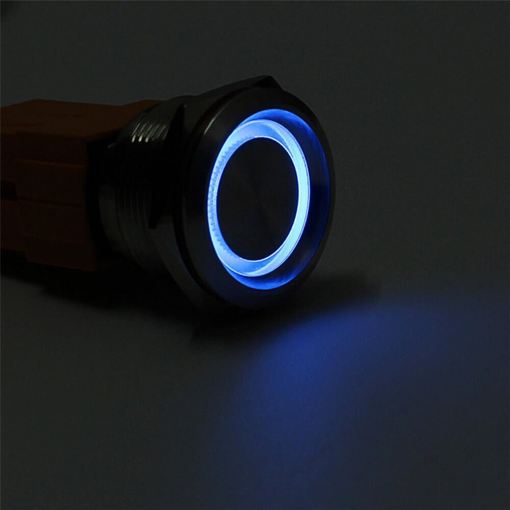 (Blue) 22mm 12V 24V 15A 3000W Metal Latching Switch Angel Halo LED ...