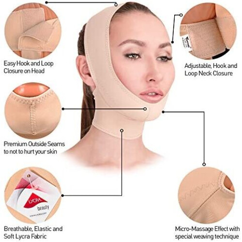 Post Surgical Chin and Neck Lifting Support and Compression Mask, Band ...