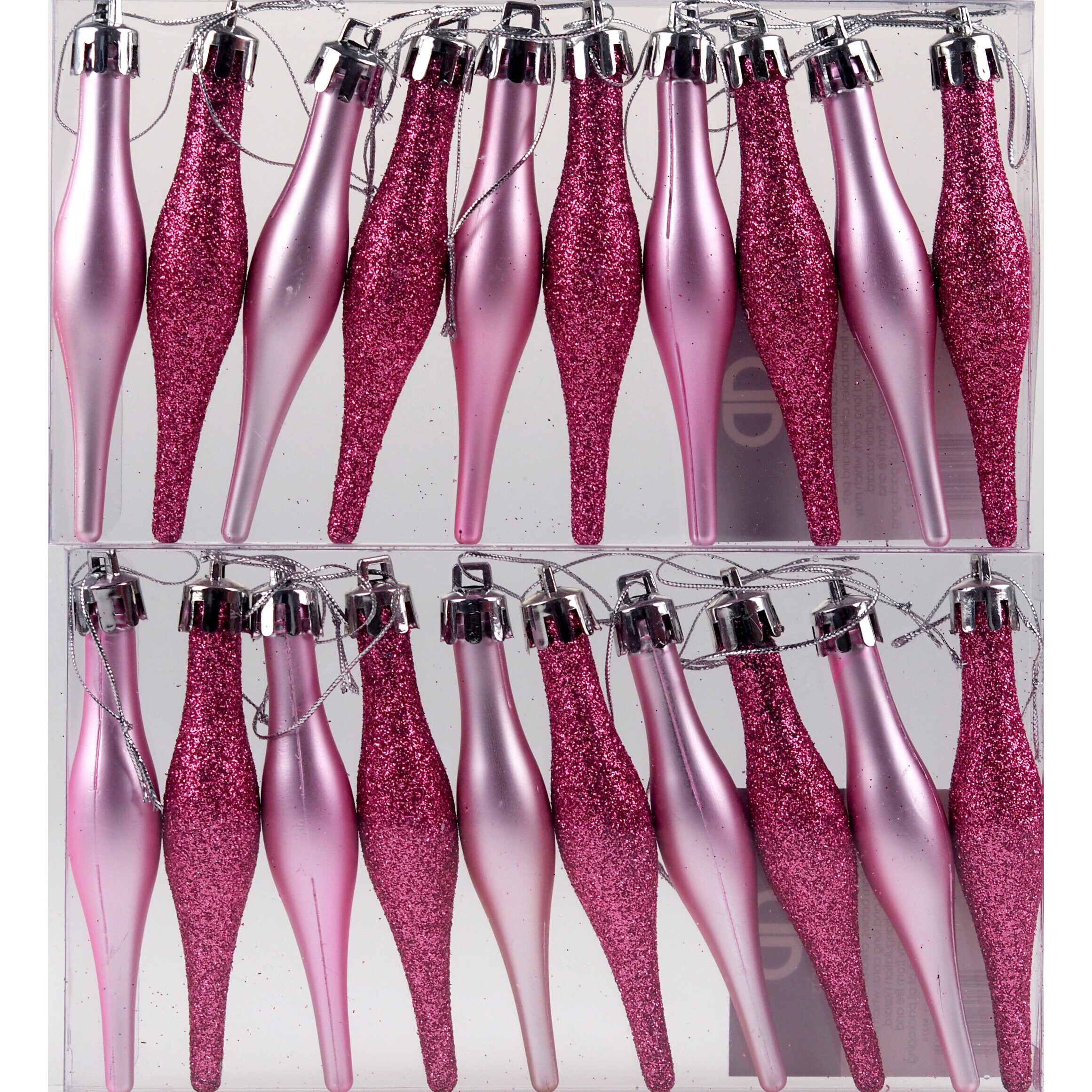 Christmas Tree Tear Drop Droplet Baubles Decorations - Ice Pink (Set of ...