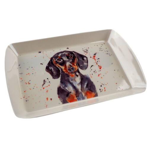 Melamine Plastic 23x16cm Snack Cake Tray Watercolour Dogs - Dachshund ...