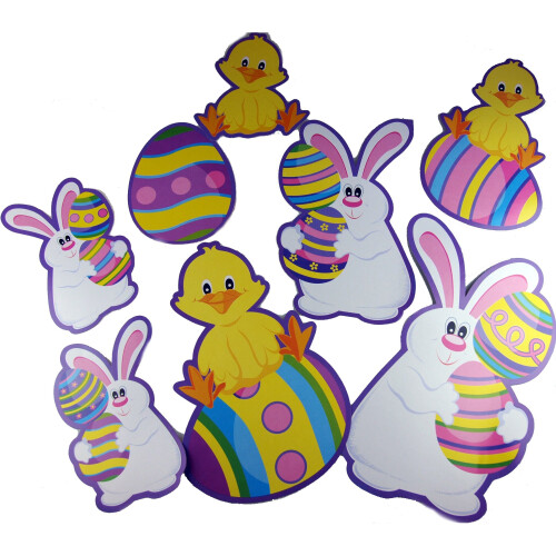 Cute Animal And Egg Easter Cut Outs - Party Decorations (Set of 16) on ...