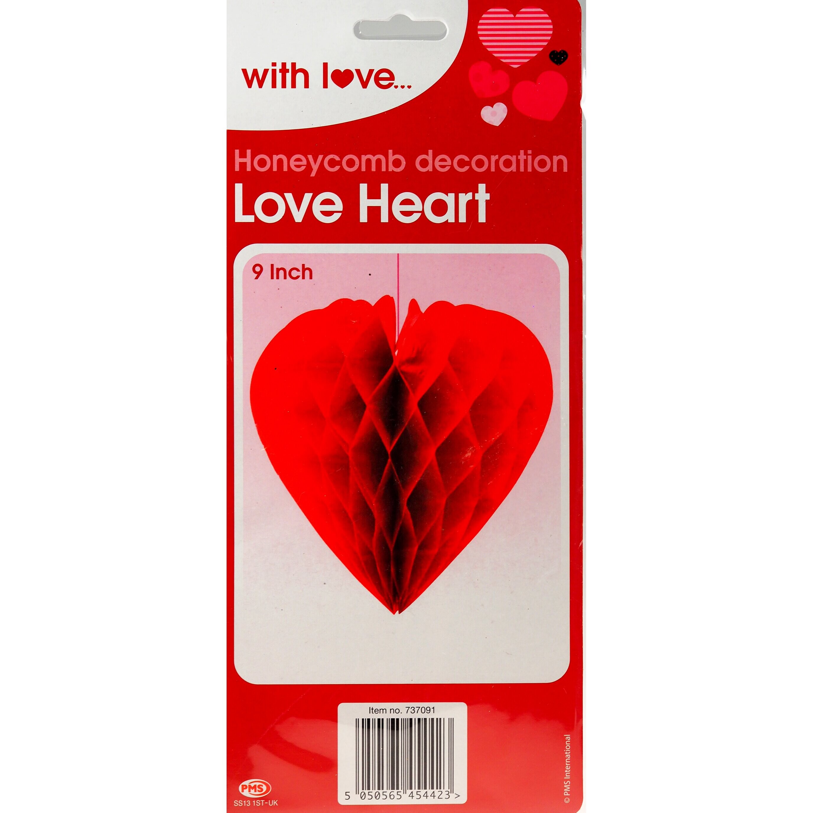 Red Love Heart Honeycomb Valentines Day Hanging Decorations (Set of 6 ...