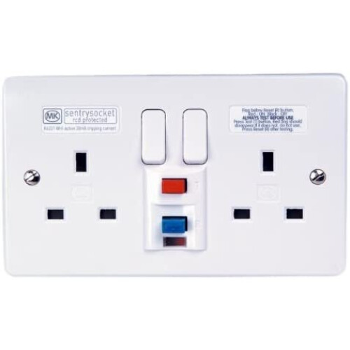 MK K6231WHI 2-Gang 13 amp RCD Socket 30 mA Active on OnBuy