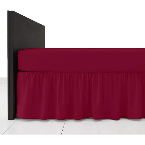 ( Double, Red) Extra Deep Plain Bed Base Valance Sheets Frilled on OnBuy