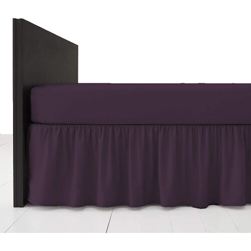 (King, Plum) Extra Deep Plain Bed Base Valance Sheets Frilled on OnBuy