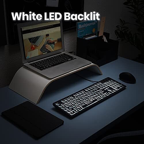 Perixx Periboard-317 Wired USB White LED Backlit Keyboard, Big Print ...