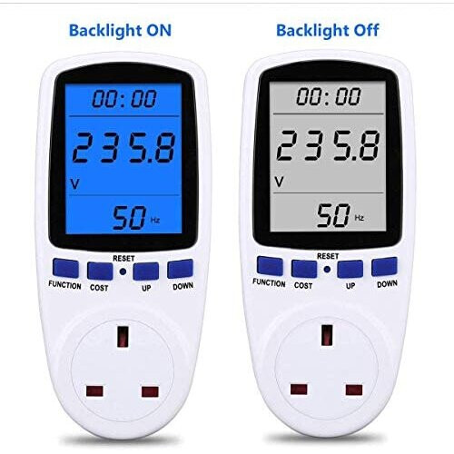 Power Meter Plug Energy Monitor Watt Meter Backlight LCD Display ...