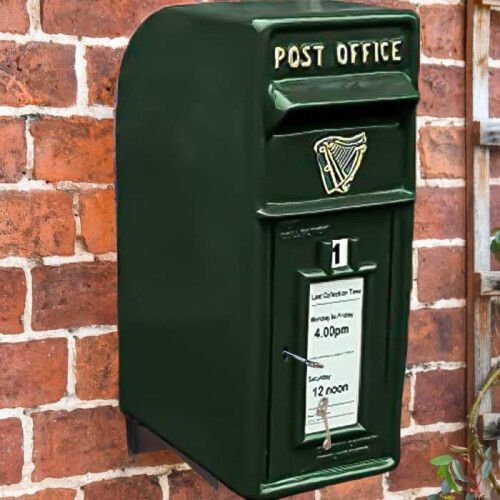 Irish Post Box Vintage Green Cast Iron Wall Mounted Lockable 2 Keys on ...