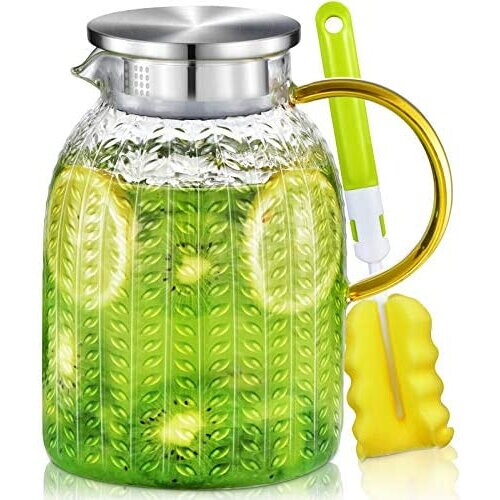 Water Jug, 1.8 L Glass Water Jug, Glass Jug Water Jugs with Lids, Heat ...