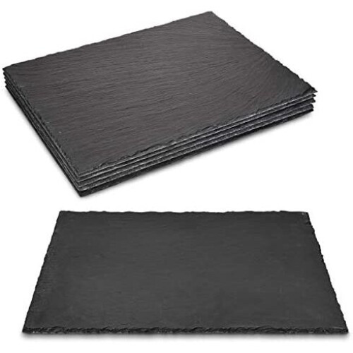 Navaris Natural Slate Serving Plates - Set of 6 Slate Place Mat Serving ...