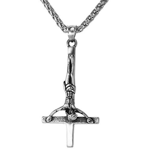 U7 Inverted Cross Pendant Necklace, Could Customized, Gold/Black/Rose ...