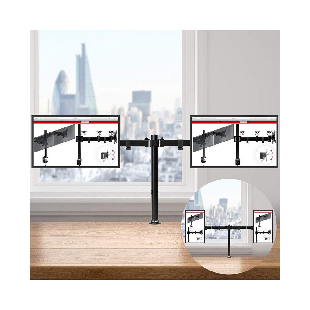 Duronic DM152 Dual Monitor Stand for Two 13-27” PC Screens Up to 8KG ...