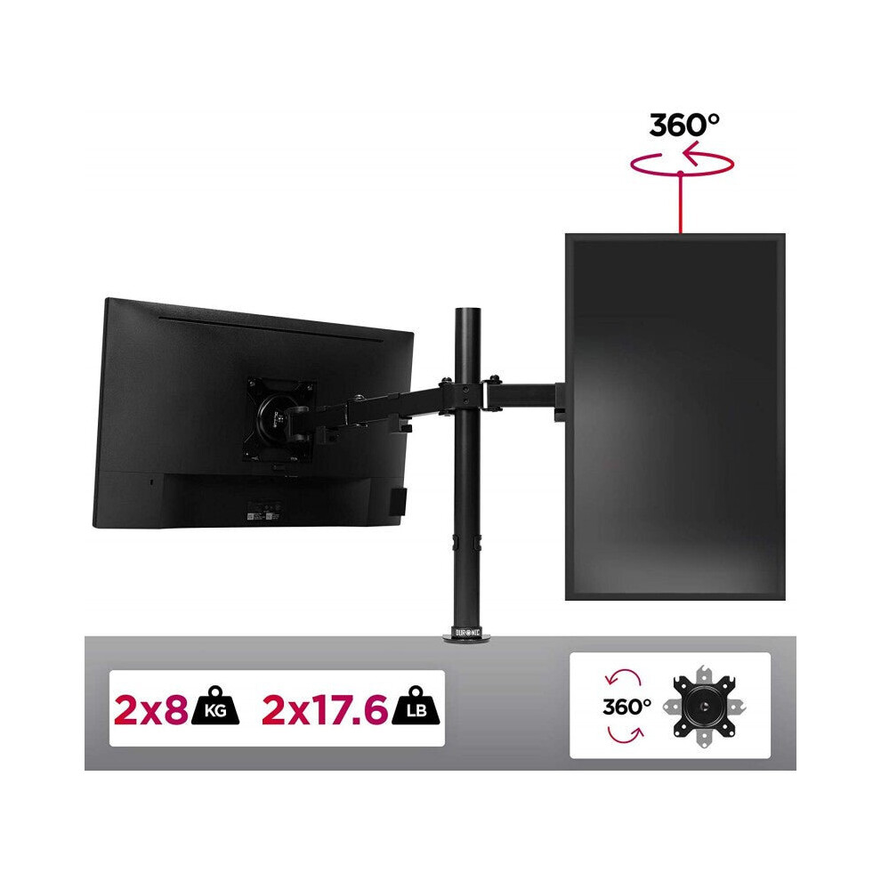 Duronic DM152 Dual Monitor Stand for Two 13-27” PC Screens Up to 8KG ...