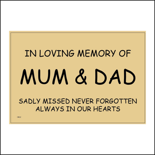 (600 x 400mm - 24 x 16, 1mm Pvc Foamex) CM112 In Loving Memory Your Text Sadly Missed Never ...