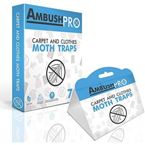 Ambush Pro CARPET AND CLOTHES MOTH TRAPS. 7 Pack of Toxin-Free, Sticky ...