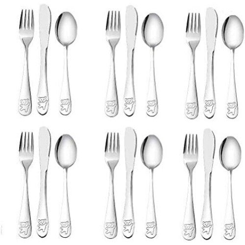 pengxiaomei 18 Pcs Stainless Steel Kids? Cutlery Set, Child and Toddler ...