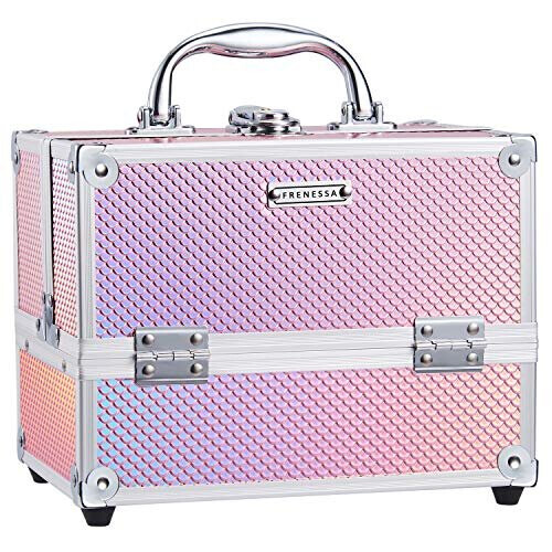 Frenessa Makeup Case 4 Trays Cosmetic Box Lockable Beauty Vanity ...