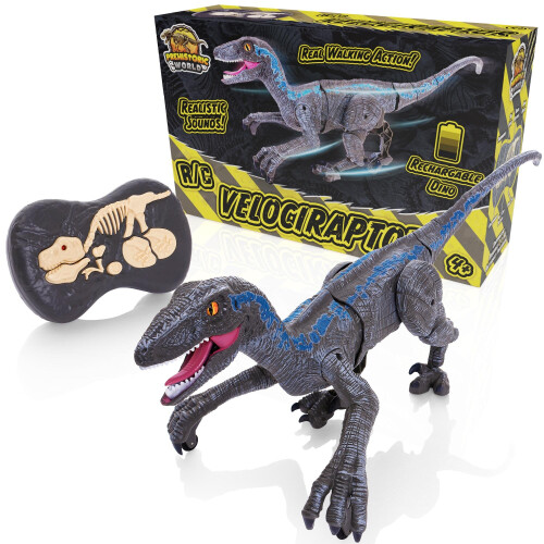 Prehistoric World Remote Control Blue Raptor Dinosaur on OnBuy