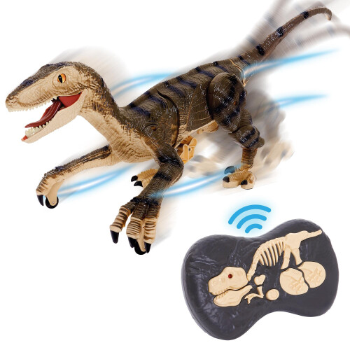 Prehistoric World Remote Control Brown Raptor Walking Dinosaur on OnBuy