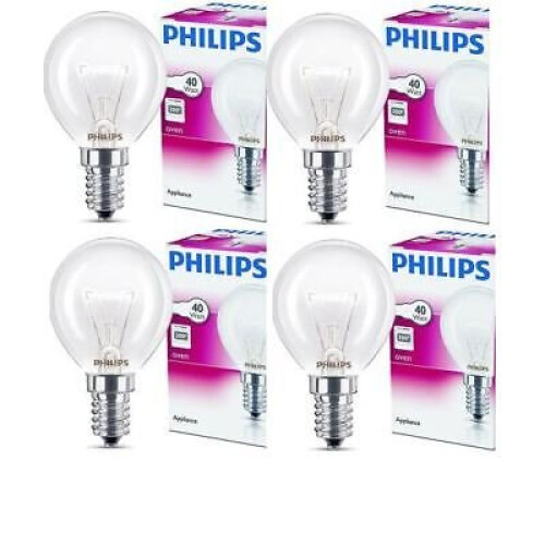 4 x PHILIPS Branded Oven 40w Lamp SES E14 Small Screw Cap 300 Cooker ...