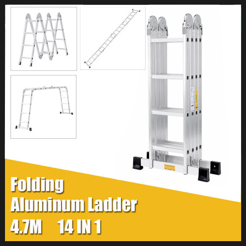 4.7M Folding Ladder 14 Combination Step Loft Ladder Multi-Purpose on OnBuy