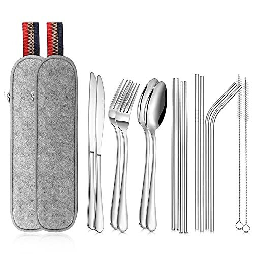 Spoon 16pcs Cutlery Set, Stainless Steel Portable Reusable Utensils ...