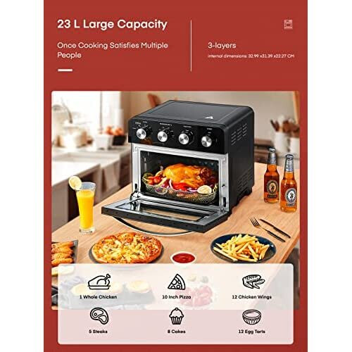 FOHERE Air Fryer Oven 23L Mini Oven, Multi-function Countertop ...